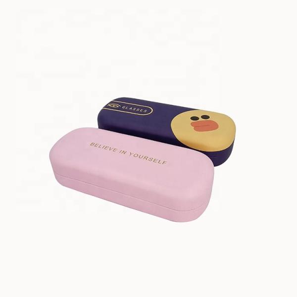 Quality Stylish Black Pink PU Leather Sunglasses Case With Logo Printed for sale
