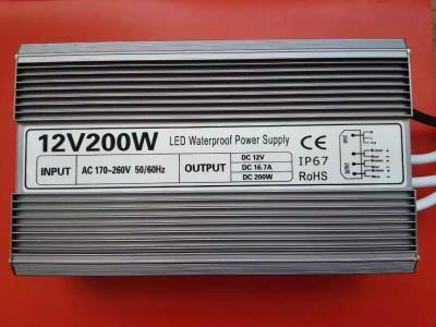 China High Power 200W Waterproof LED Driver DC 12V or 24V Aluminum Shell for sale