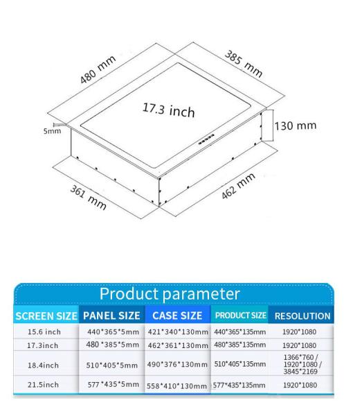 Quality 22 Inch Flip Up Laptop LCD Computer Monitor For Conference Table for sale