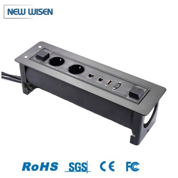 Quality Electric Motorized Desk Flip Socket Meeting Table Power Outlet Plug for sale