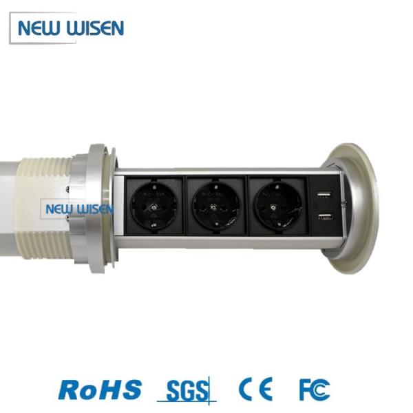 Hidden Electric Grounding Power Outlet Tower Plug Desktop Kitchen Motorised