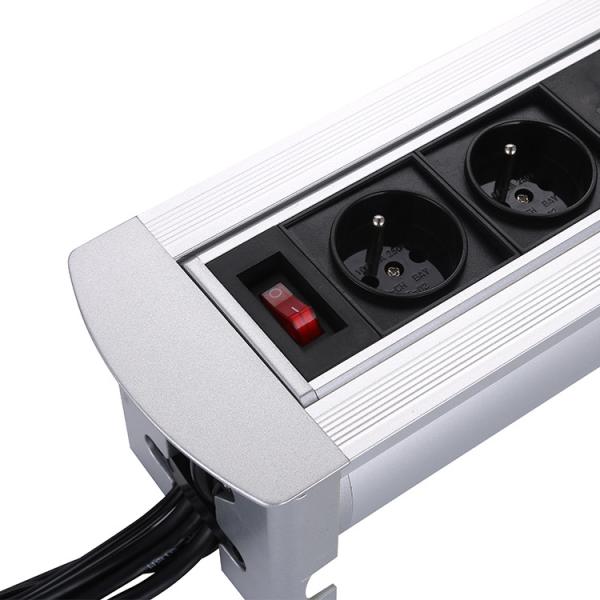 Oxidized Aluminum Alloy Recessed Desk Power Strip USB Outlet Strip Socket For Office Table