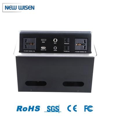 China Conference Table Hydraulic Pop Up Socket Mains Box European Oxidized for sale