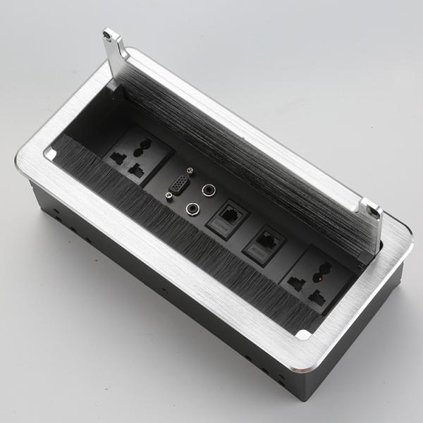 Smart Furniture Recessed Power Strip Usb C Tabletop Socket With RJ45 Audio Brushed Grommet