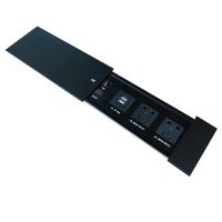 China CD-03 Sliding Power Socket with 16A Capacity and USB Charging - 100x280mm Aluminum Desk Mount for sale