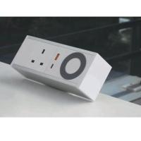 China UK Desk Clamp Power Strip with 2 Outlets, 2 USB Ports & Wireless Charger - 1.5M Cable Aluminum Construction for sale
