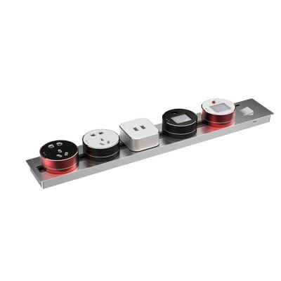 China Smart Hidden Power Track Socket Multi Office Desk Rail System for sale