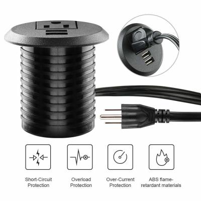 China Desk Round Plug Outlet Power Grommet Socket 6.5ft Extension Cord for sale
