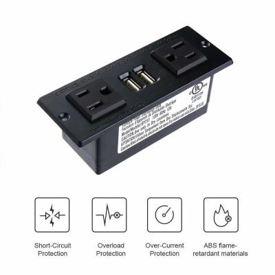 China 125V 1500W Furniture Recessed Clamp On Desk Power Outlets Socket Surge Protector for sale