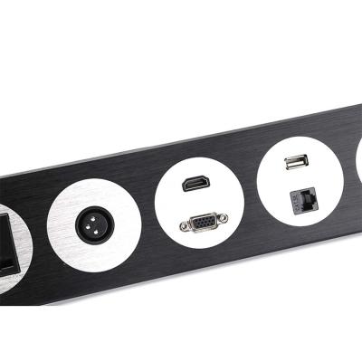 China Multimedia Hidden Desktop Mounted Power Outlet Socket With Usb Brushed Silver for sale