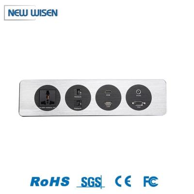 China Universal Power Data Desk Multi Plug Socket For Conference Table RJ45 Network for sale