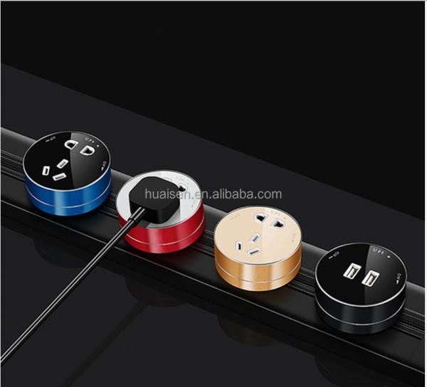 Socket ferroviario mobile per ufficio in argento con supporto personalizzato e spina wireless