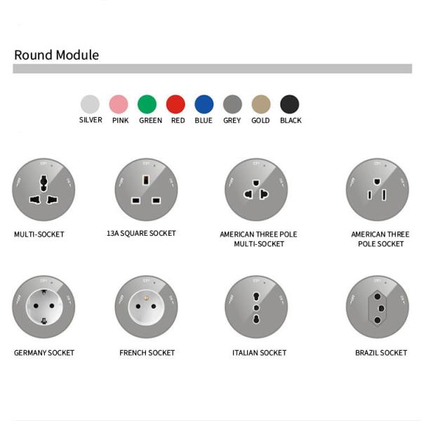 Socket ferroviario mobile per ufficio in argento con supporto personalizzato e spina wireless