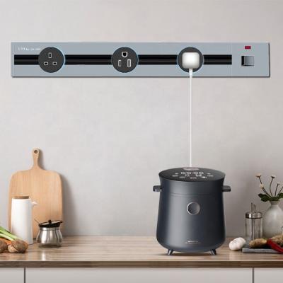 China Surface Wall Mounted Kitchen Power Sockets with Multifunctional LED Track Socket for sale