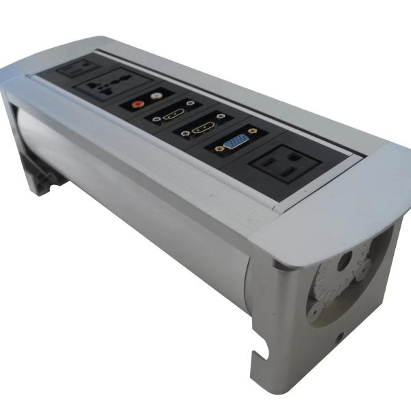 Oxidized Aluminum Alloy Recessed Desk Power Strip USB Outlet Strip Socket For Office Table