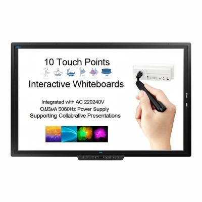 China 10 Touch Points Interactive Whiteboards Integrated with AC 220240V 5060Hz Power Supply Supporting Collaboration and Interactive Presentations for sale