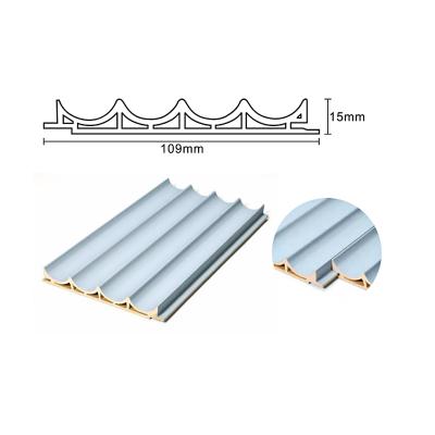 China Inner Arc Corrugated PVC Fluted Wall Panels 109x15mm Waterproof B1 Fire Retardant Cladding for Interior Feature Walls for sale