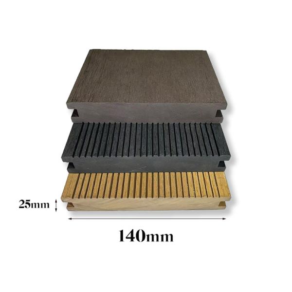 Quality UV Stabilized WPC Composite Decking 140x25mm Grooved Outdoor Flooring Courtyard Balcony for sale