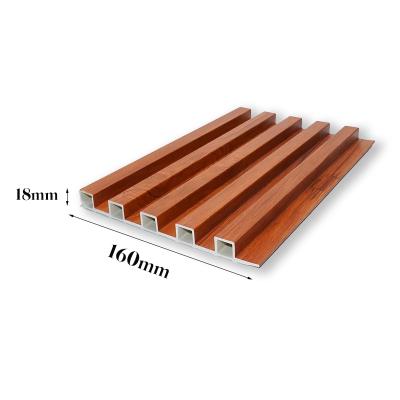 China Moisture Proof PVC Fluted Wall Panels 160x18mm Durable Grooved Interior Cladding for Living Room Hotel Spaces for sale