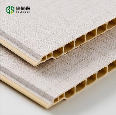 China 400mm Bamboo Wood Fiber PVC Wall Panel Tongue & Groove Easy Installation for Hotel Office for sale