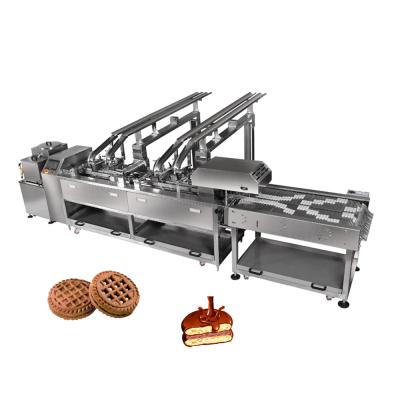 China 4kw Biscuit Sandwiching Machine Double Lane Biscuits Making Machines High Speed for sale