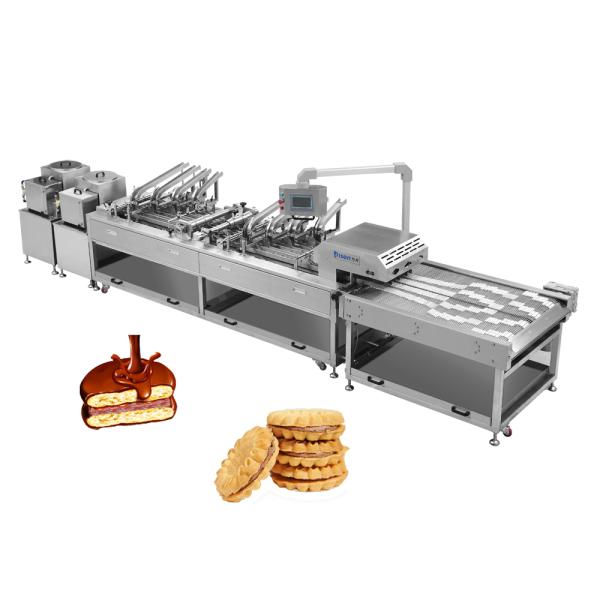 Quality Four Lane Biscuit Cream Sandwiching Machine High Speed Sandwich Cookie Machine 6kw for sale