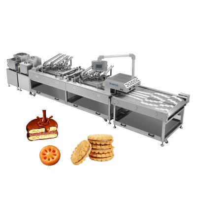 China High Speed Biscuit Sandwiching Machine Four Lane One Color Cream Biscuit Making Machine for sale