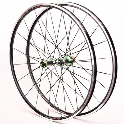 China 700C road apple green factory direct bike wheel set aluminum alloy carbon hub climbing bicycle wheelset for sale