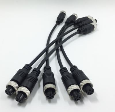 China DVR Accessories 4 pin female M12 aviation adapter / connector type to connect Monitor with MDVR for sale