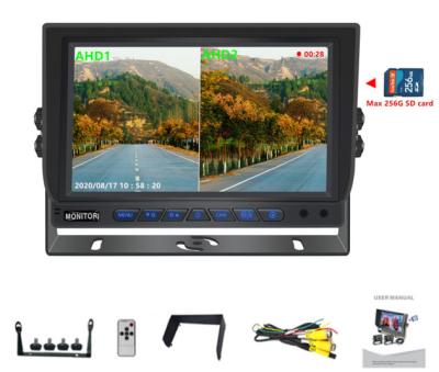 Китай 9 дюймовый 1080P квадромобильный монитор с функцией DVR поддерживает видеозапись на SD-карте 256G продается