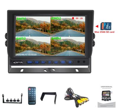 China Hot Sale 9 inch 1024*600 AHD Quad Display Car Truck Security Camera System With Recording Function for sale