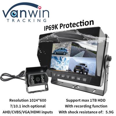 中国 IP69K 7 / 10.1 インチ 防水 AHD クアッド TFT カーモニター ディスプレイ ユニバーサル 車両 販売のため