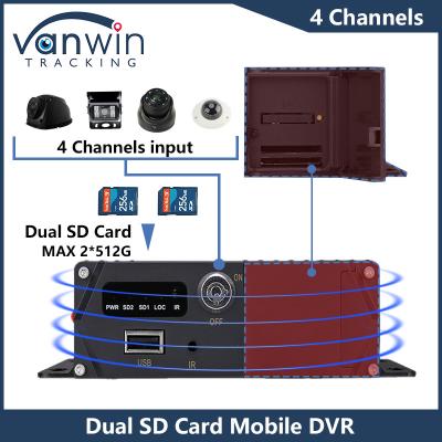 Cina Fotocamere per auto 4CH HD Dual SD Card Mobile DVR 4G GPS 1080P MDVR H.265 Registratore video in vendita