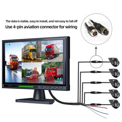 China 10.1 Inch Truck DVR 5CH Quad Split Monitor 360 View Backup Camera With BSD Alarm Auto Human Tracking Kit for sale
