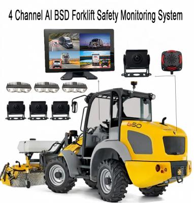 China 4CH AI BSD Forklift Safety Monitoring System 1080P Camera/display and LED Alarm Light/suitable for Heavy Machinery for sale