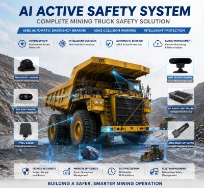 China Mining Truck AEBS Safety Emergency Braking System Front and Rear BSD Blind Spot Warning DMS Driver Fatigue Monitoring for sale