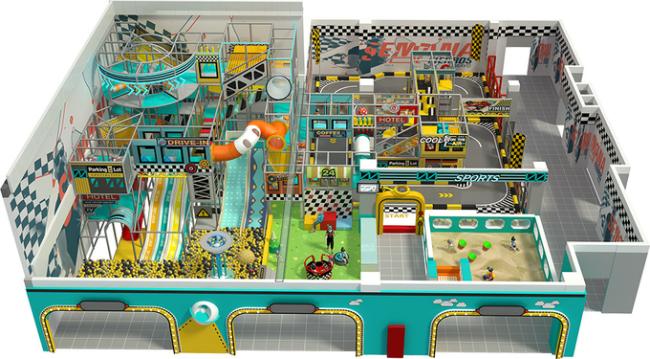 Close-up of spiral slides in playground