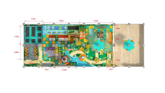 Custom playground structure with multiple activity zones