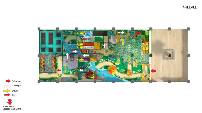 Detailed view of climbing elements and safety barriers