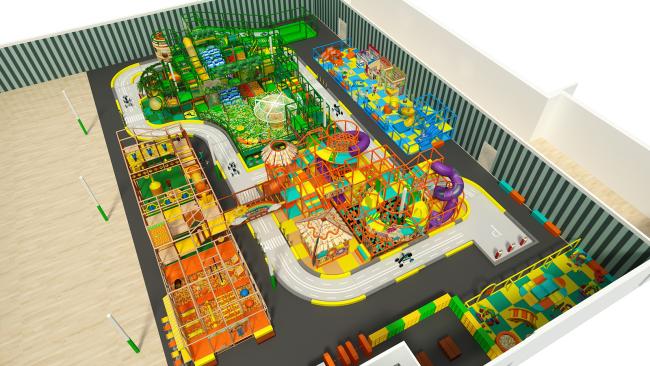 Multi-level climbing structure with slides