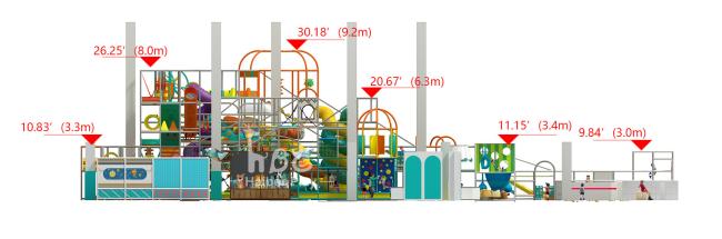 Full view of mechanical themed indoor playground