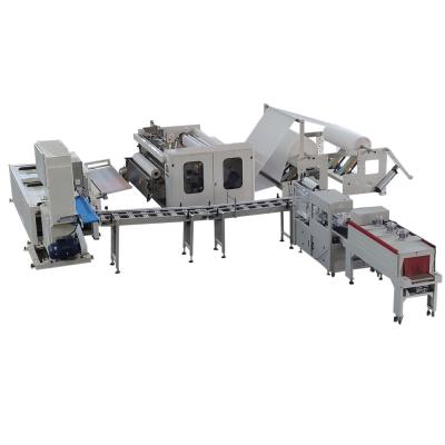 China Automatic heat shrinking large roll maxi paper towel rewinding cutting packing machine Production Line for sale