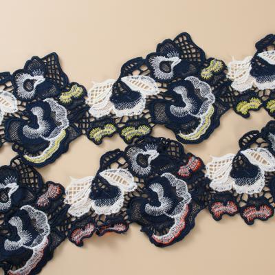 China Factory custom embroidery milk silk Embroidered Lace fabric  Trimming lace sewing for sale
