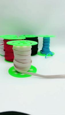 China Custom width wholesale black and white shiny fold over elastic trimming ribbon binding bias tape for bra for sale