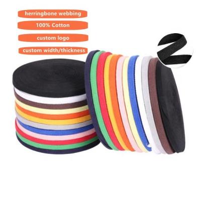 China Webbing manufacturer Custom sustainable recycled Cotton twill tape/webbing/ribbon for garment for sale