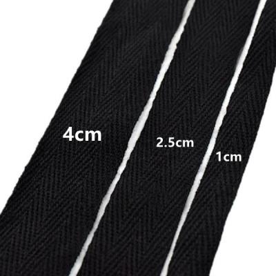 China Woven Webbing manufacturer Custom logo Herringbone Twill Plain Cotton Webbing 1cm twill webbing In Stock for sale