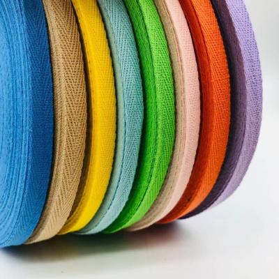 China Custom Natural Recycled Cotton Plain Woven Sewing Fold Over Herringbone Twill Webbing Tape for sale