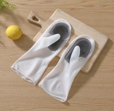 Cina Fabbrica all'ingrosso utensili da cucina senza BPA Pulizzatore in silicone impermeabile per il lavaggio Pulizzatore di piatti Guanti domestici in vendita