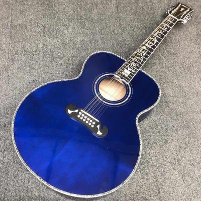 China Custom 12 strings Blue color G200 classic acoustic guitar, Solid Sprue top,Factory Custom Maple body guitar for sale