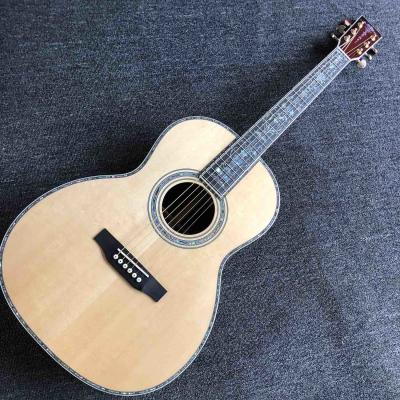 China Custom 39 Inch OOO Body Solid Spruce Wood Top Abalone Binding Acoustic Guitar for sale